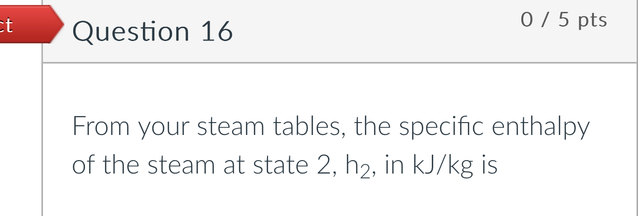 Question 16From your steam tables, the specific | Chegg.com
