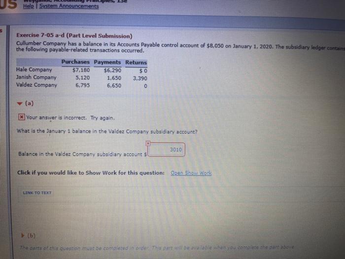 Solved Exercise 7-05-d (Part Level Submission) Cullumber | Chegg.com