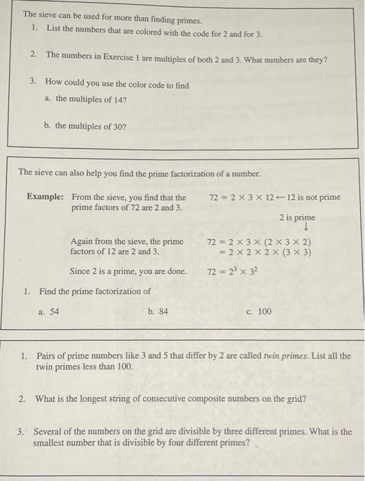 Solved The sieve can be used for more than finding primes. | Chegg.com