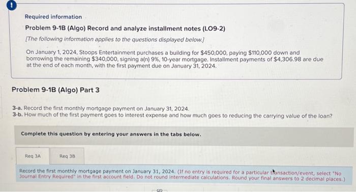 Required information Problem 9-1B (Algo) Record and | Chegg.com