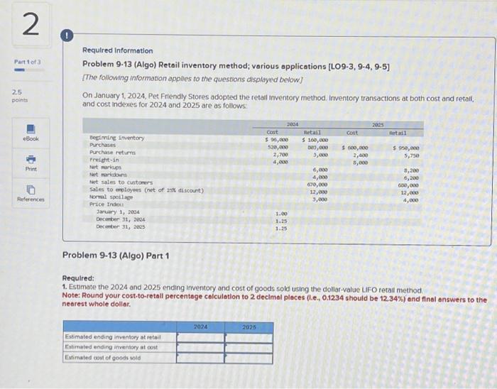 Solved 2 Part 1 of 3 25 points eBook Print References | Chegg.com