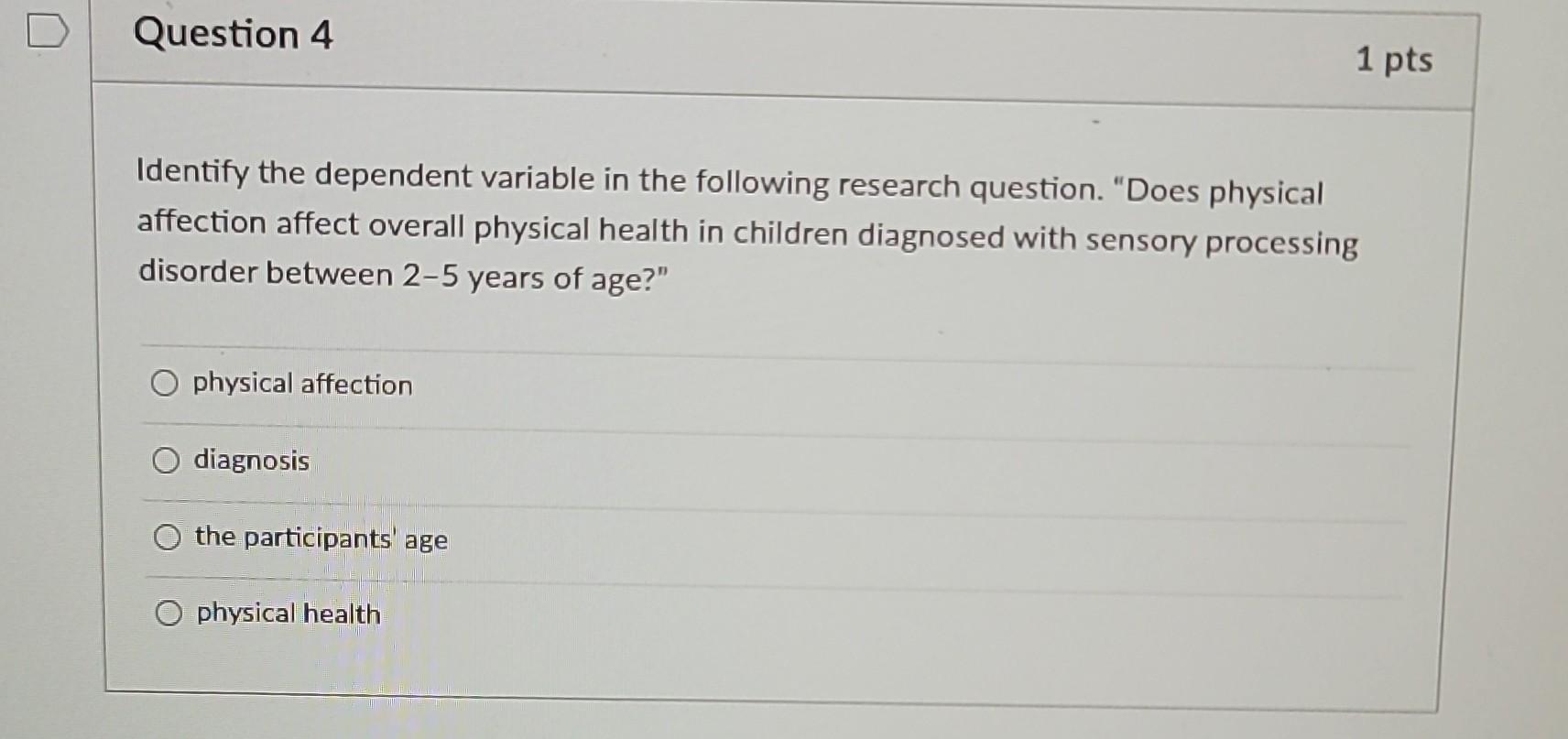 Solved Identify the predictor variable in the following | Chegg.com