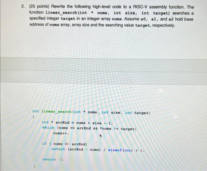 Solved 2. (25 points) Rewrite the following high-level code | Chegg.com