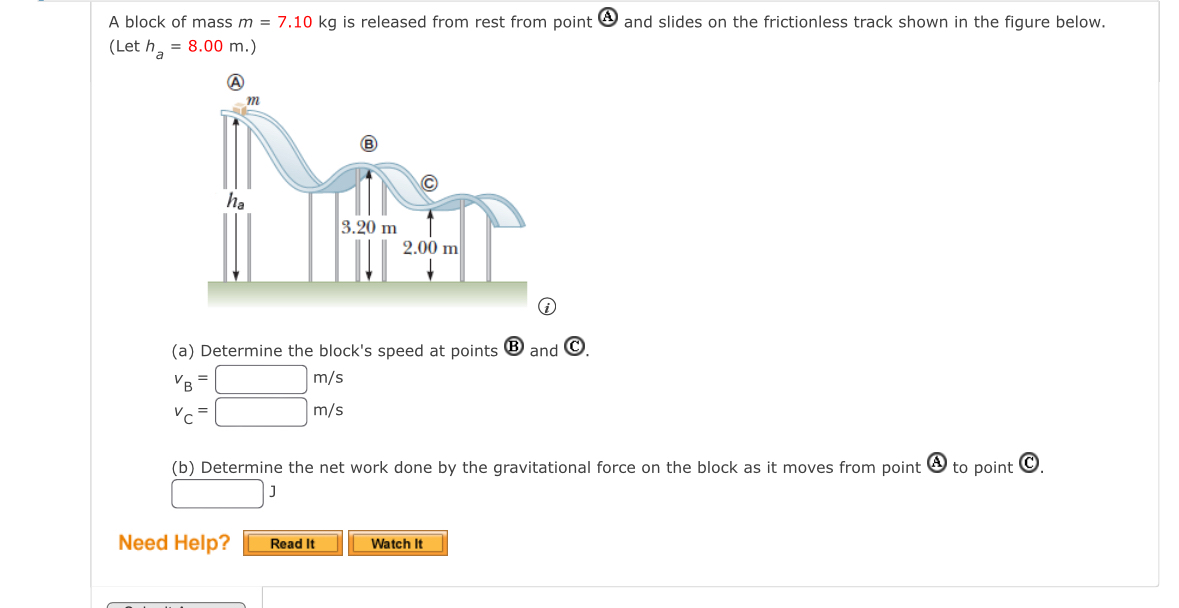 Solved A block of mass m=7.10kg ﻿is released from rest from | Chegg.com