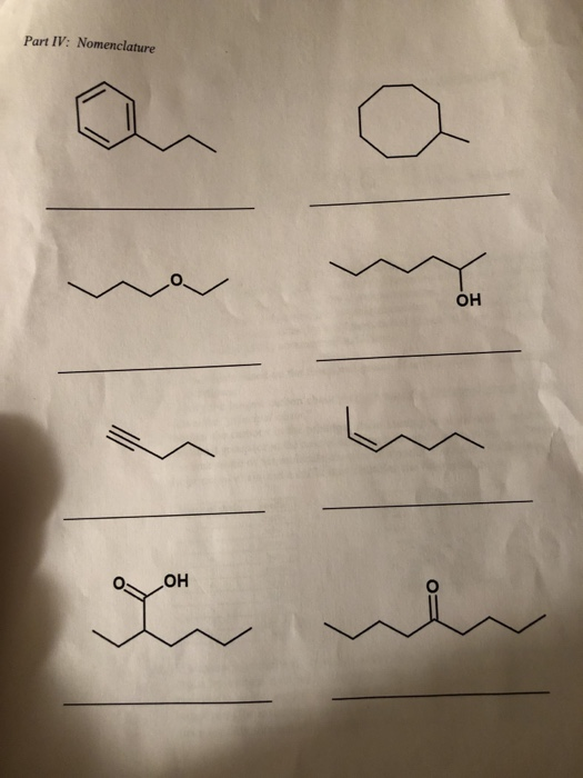 Solved Part IV: Nomenclature 6. Provide the correct name for | Chegg.com