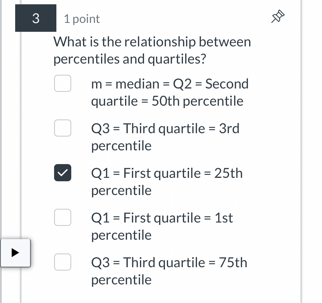 Solved 31 ﻿pointWhat is the relationship between percentiles | Chegg.com