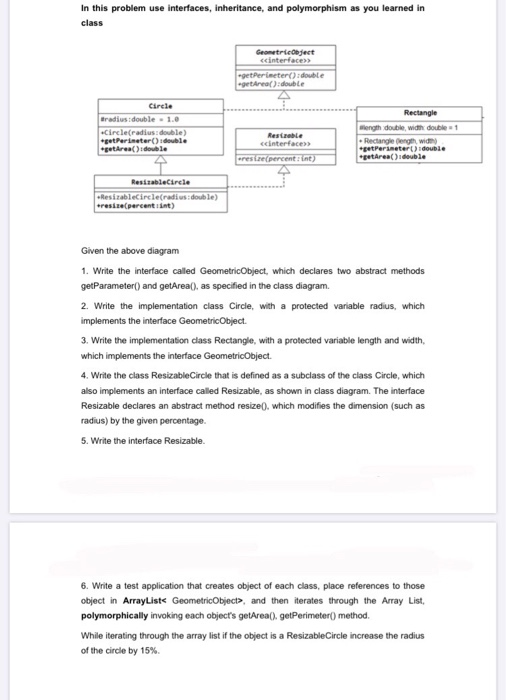 Solved In this problem use interfaces, inheritance, and | Chegg.com
