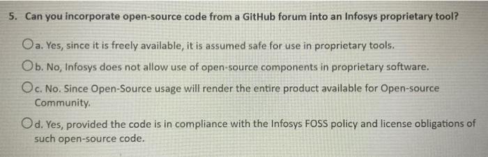 5. Can you incorporate open-source code from a GitHub | Chegg.com