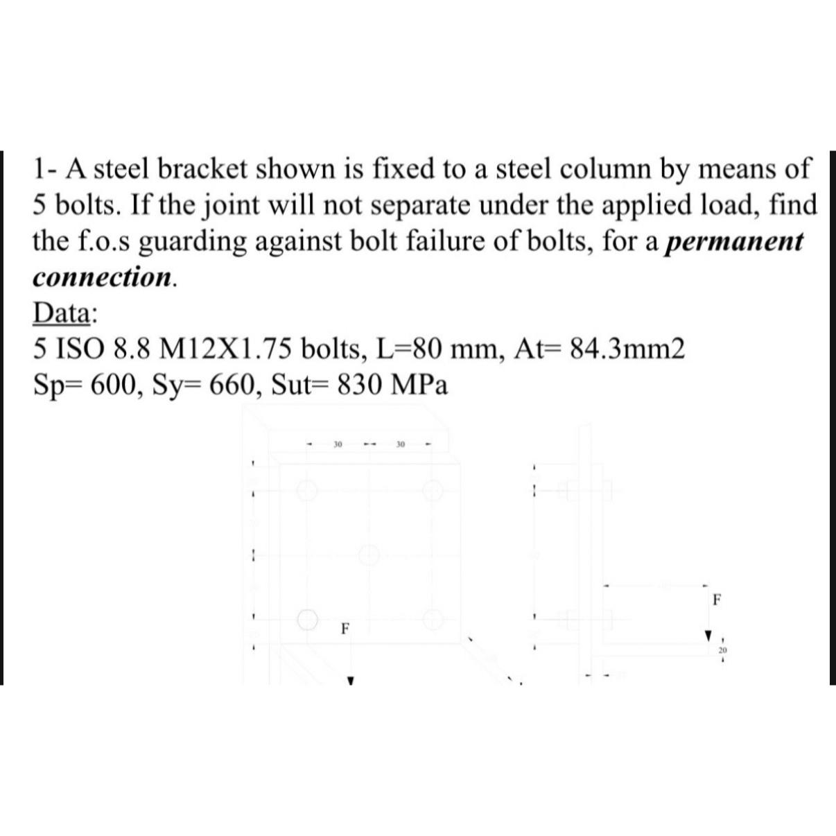 Solved 1- ﻿A steel bracket shown is fixed to a steel column | Chegg.com