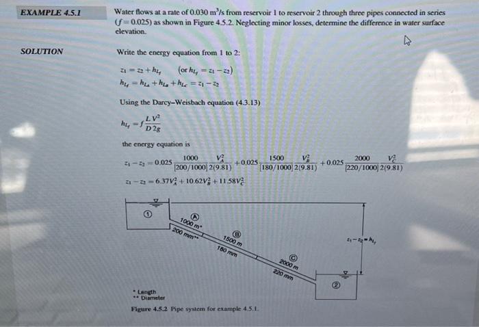 Solved If the head loss in example 4.5 .1 were 15 m, what | Chegg.com