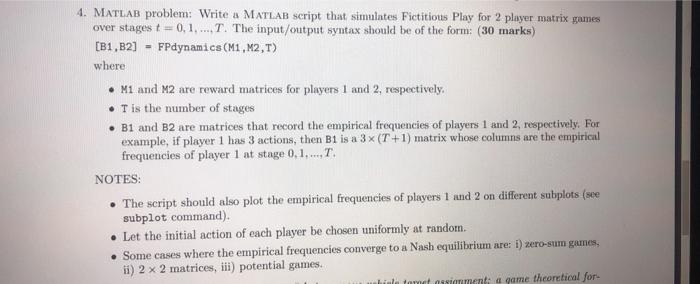 4. MATLAB problem: Write a MATLAB script that | Chegg.com