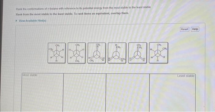 Solved Rank the conformations of n-butane with reference to | Chegg.com