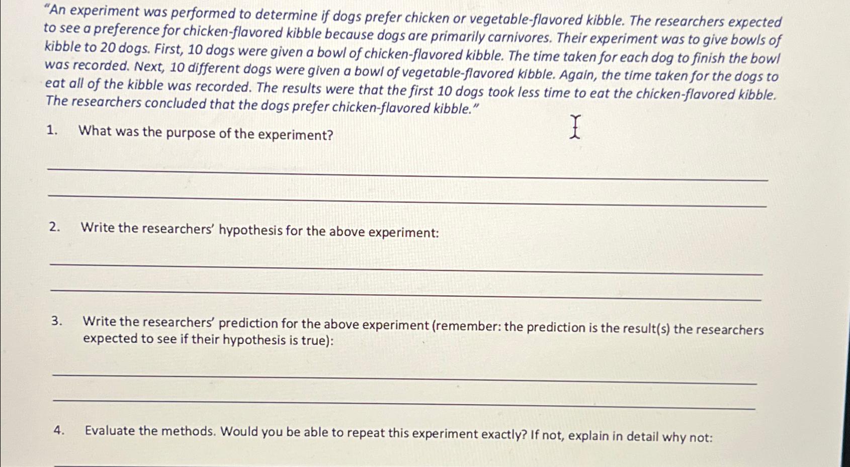 Solved "An experiment was performed to determine if dogs | Chegg.com