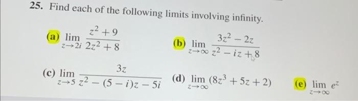 Solved 25. Find each of the following limits involving | Chegg.com