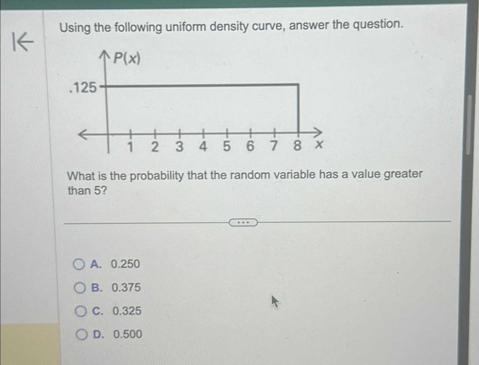 Solved Using the following uniform density curve, answer the | Chegg.com