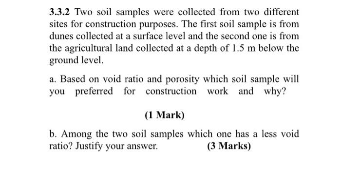 Solved 3.3.2 Two soil samples were collected from two | Chegg.com