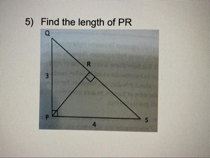 Solved 5) Find the lenath of PR | Chegg.com