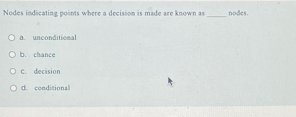 Solved Nodes indicating points where a decision is made are | Chegg.com