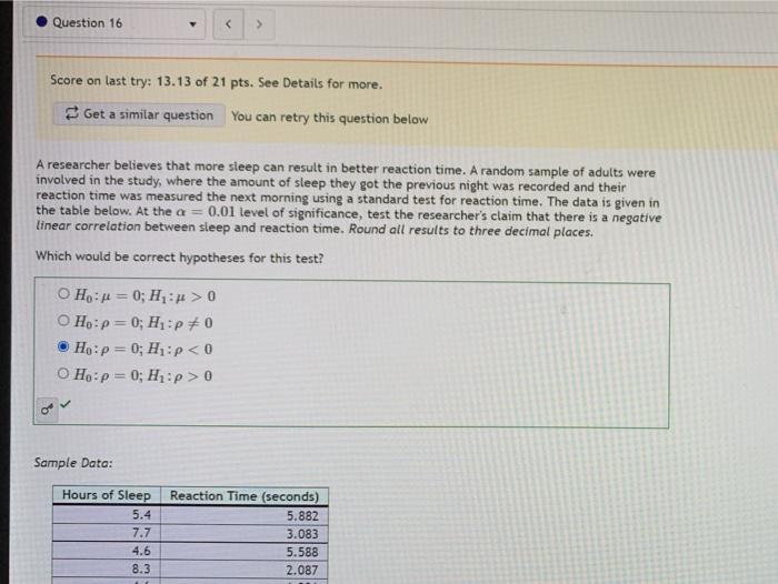 Solved Question 16 > Score on last try: 13.13 of 21 pts. See | Chegg.com