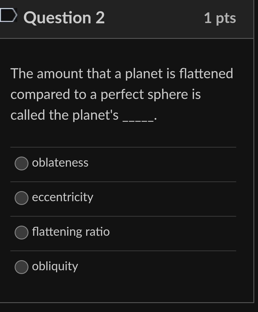 Solved Question 21 ﻿ptsThe amount that a planet is flattened | Chegg.com