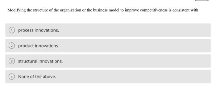 Solved Modifying the structure of the organization or the | Chegg.com