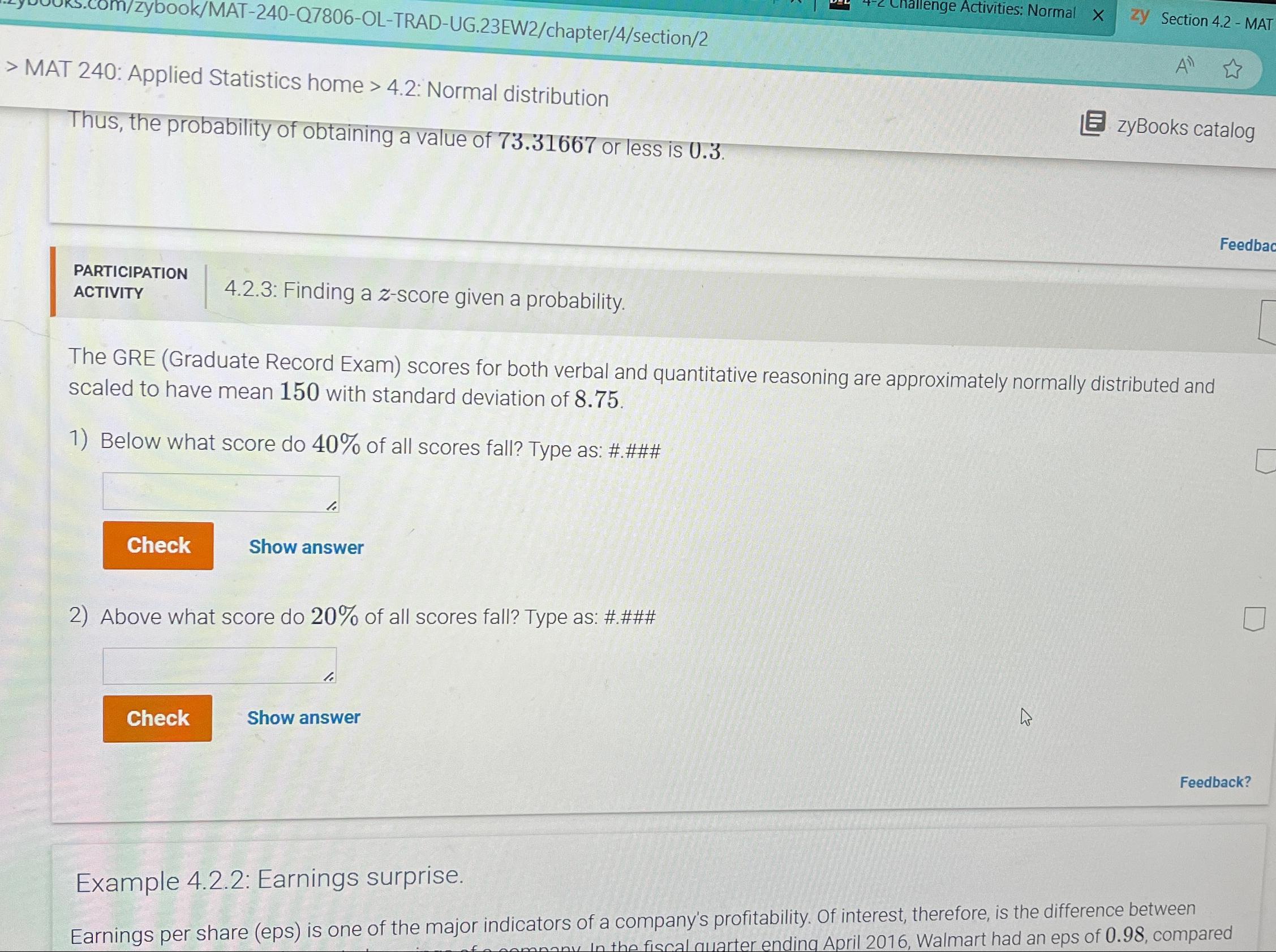 Solved MAT 240: Applied Statistics home > 4.2: Normal | Chegg.com