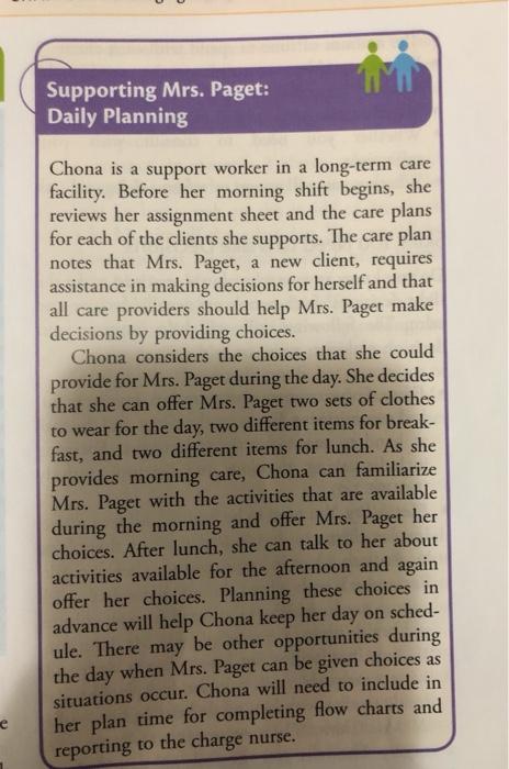 Solved Supporting Mrs. Paget: Daily Planning Chona is a | Chegg.com