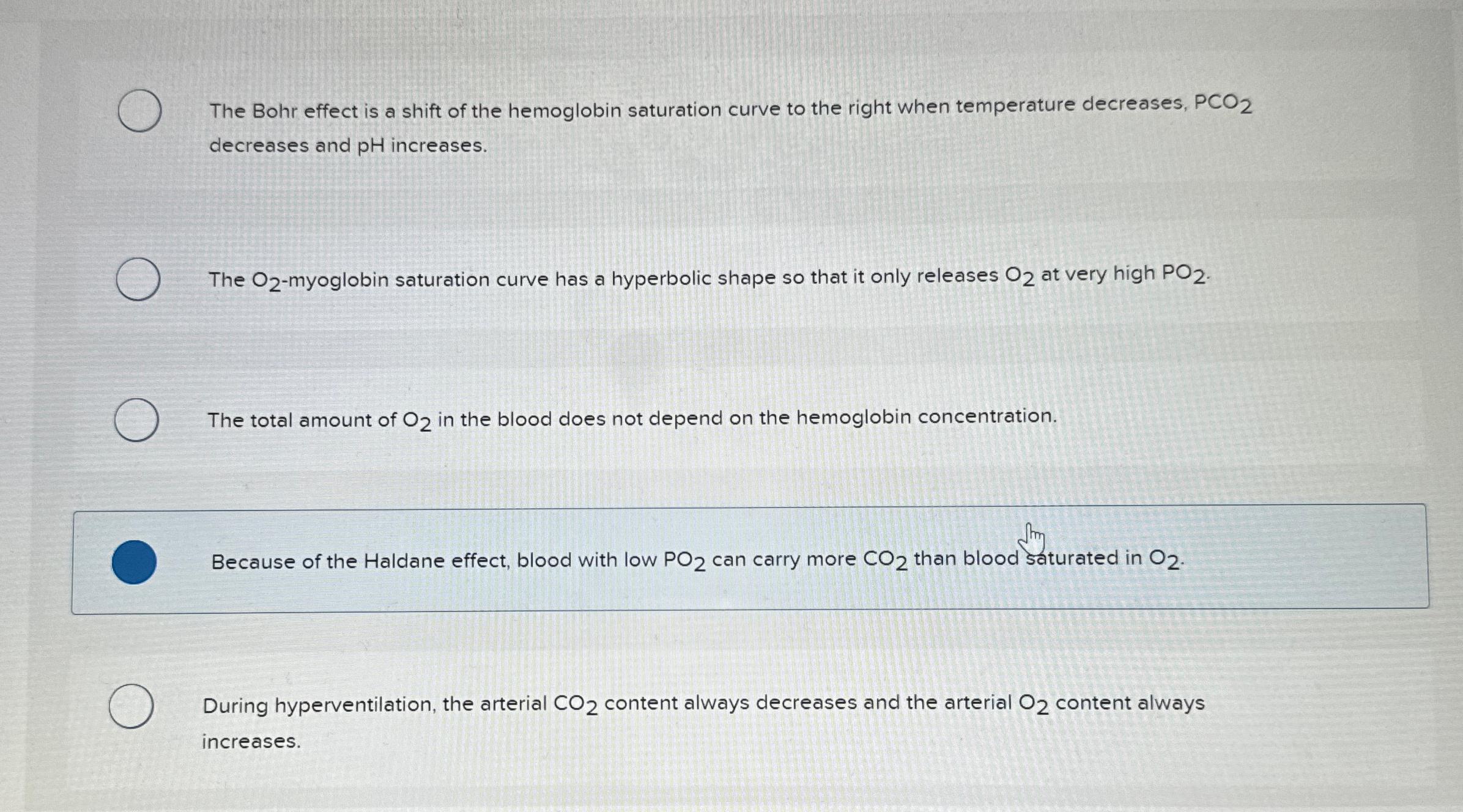 Solved The Bohr effect is a shift of the hemoglobin | Chegg.com