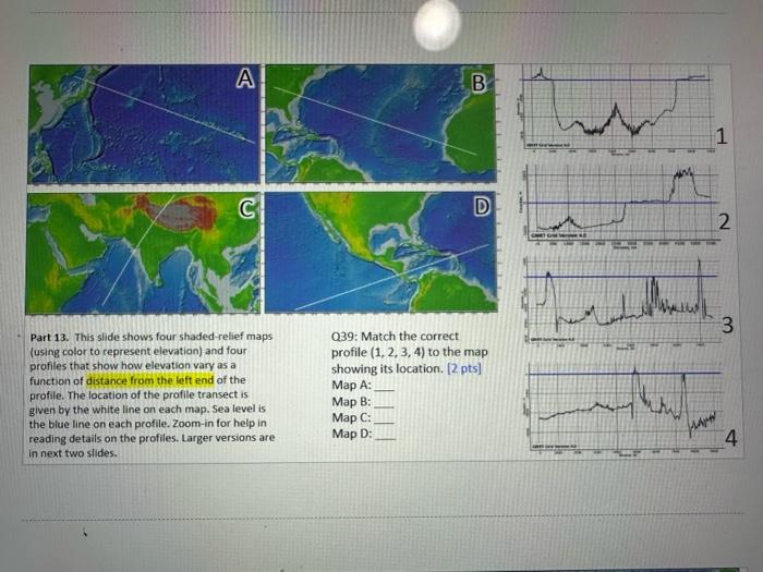 Solved Part 13. This slide shows four shaded-relief maps | Chegg.com