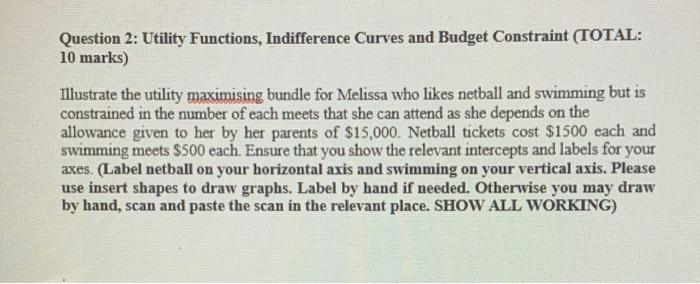 Solved Question 2: Utility Functions, Indifference Curves | Chegg.com