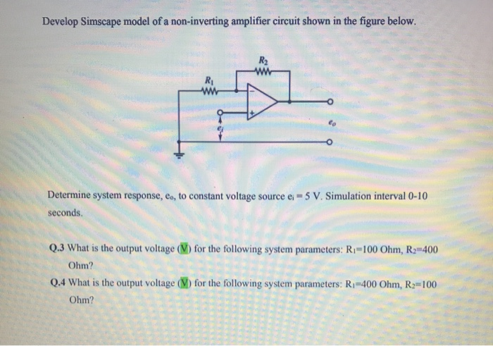 Solved Develop Simscape model of an inverting amplifier | Chegg.com