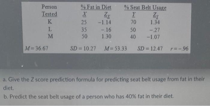 Solved a. Give the Z score prediction formula for predicting | Chegg.com
