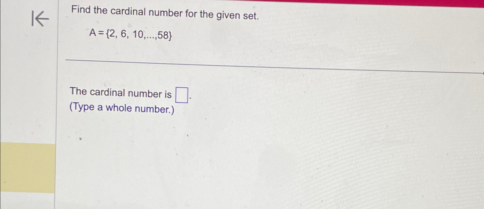 Solved Find the cardinal number for the given | Chegg.com