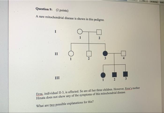 Solved Question 9: (2 points) A rare mitochondrial disease | Chegg.com