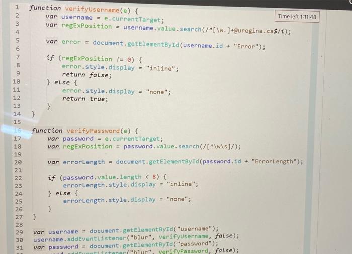 Solved 1 2 Time left 1:12:5 Below is the HTML, CSS, and | Chegg.com