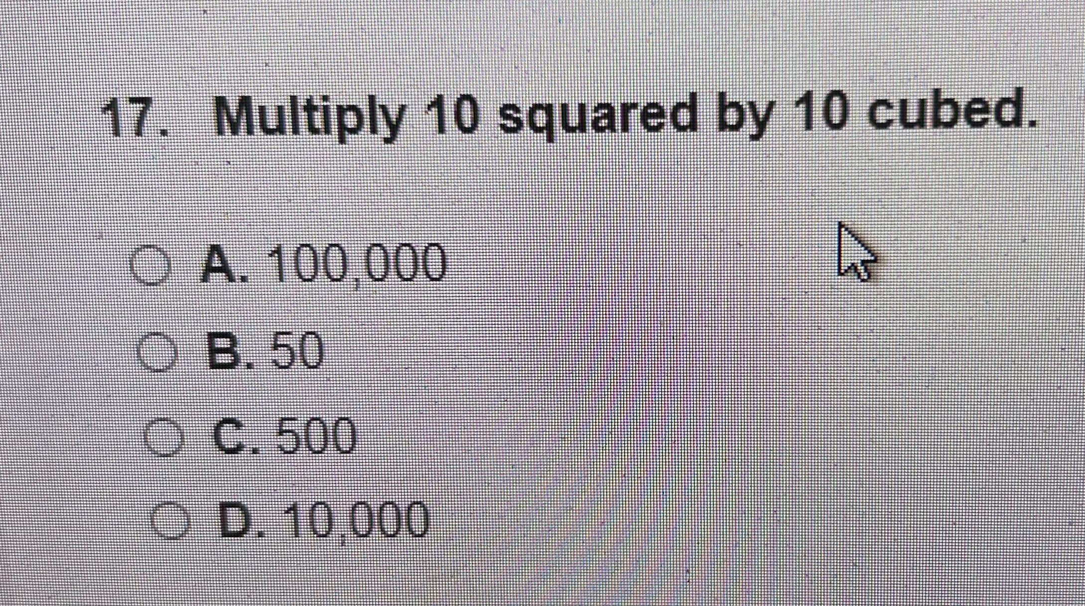 Solved Multiply 10 ﻿squared by 10 | Chegg.com