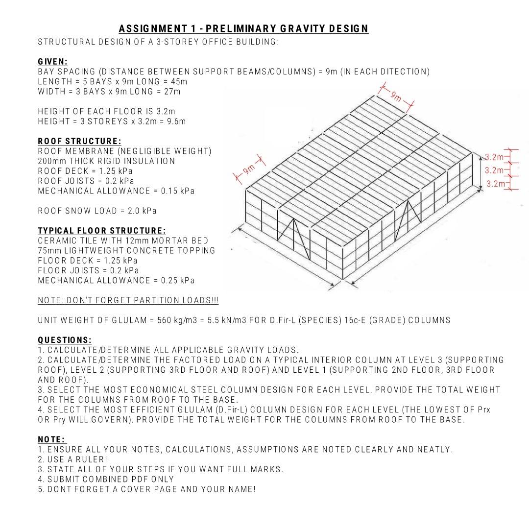 Solved ASSIGNMENT 1 - PRELIMINARY GRAVITY DESIGN STRUCTURAL | Chegg.com