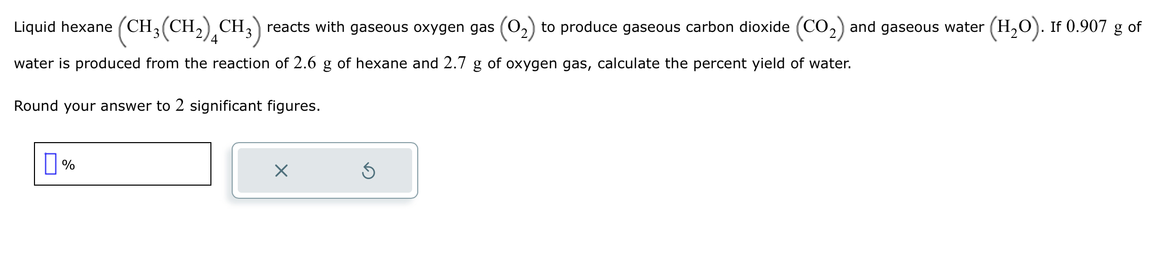 Solved Liquid hexane (CH3(CH2)4CH3) ﻿reacts with gaseous | Chegg.com