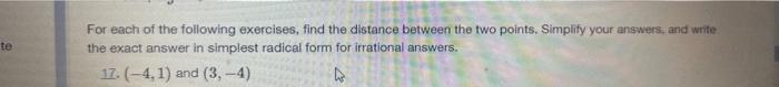 Solved For each of the following exercises, find the | Chegg.com