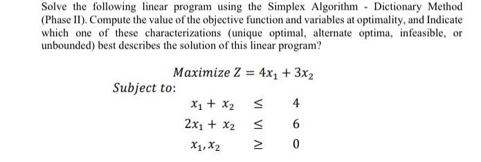 Solved Solve the following linear program using the Simplex | Chegg.com