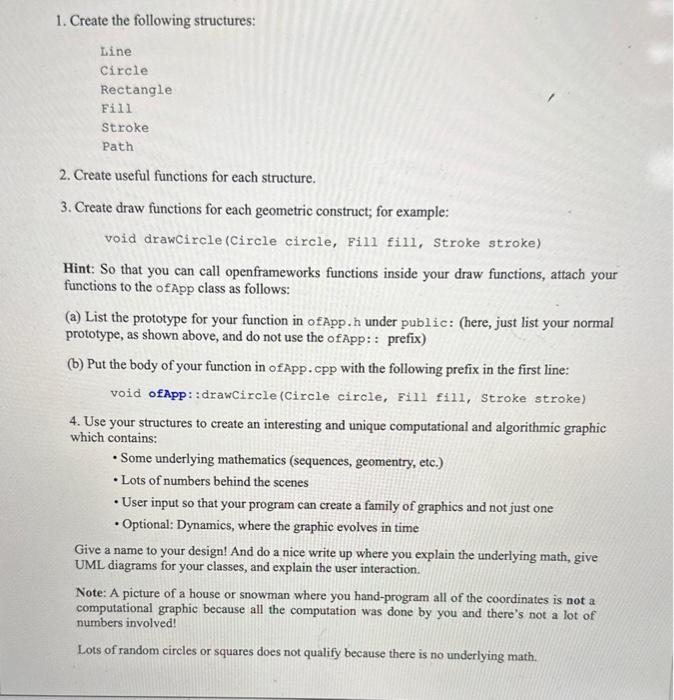 Solved 1. Create the following structures: Line circle | Chegg.com