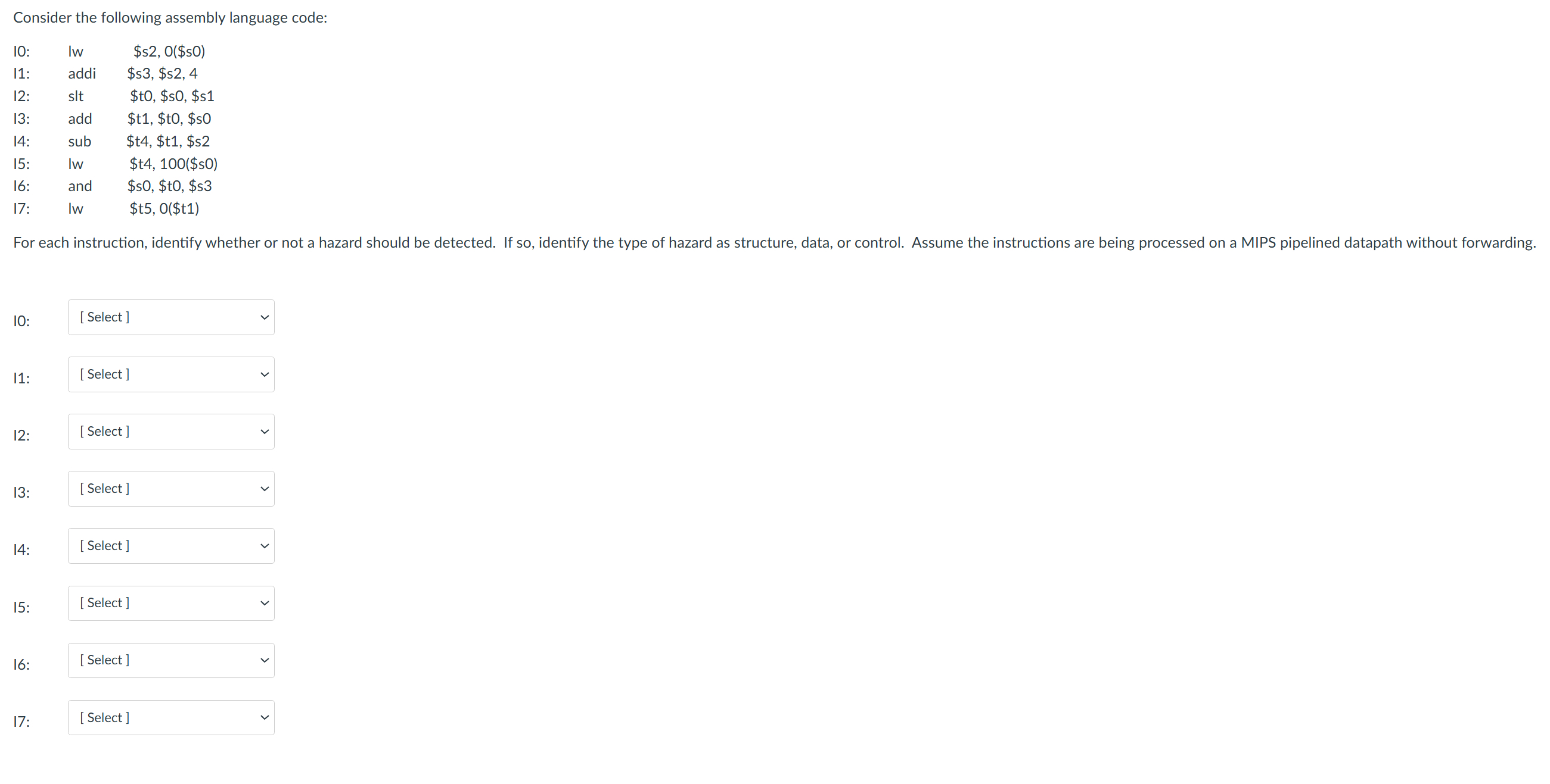 Solved Consider the following assembly language | Chegg.com