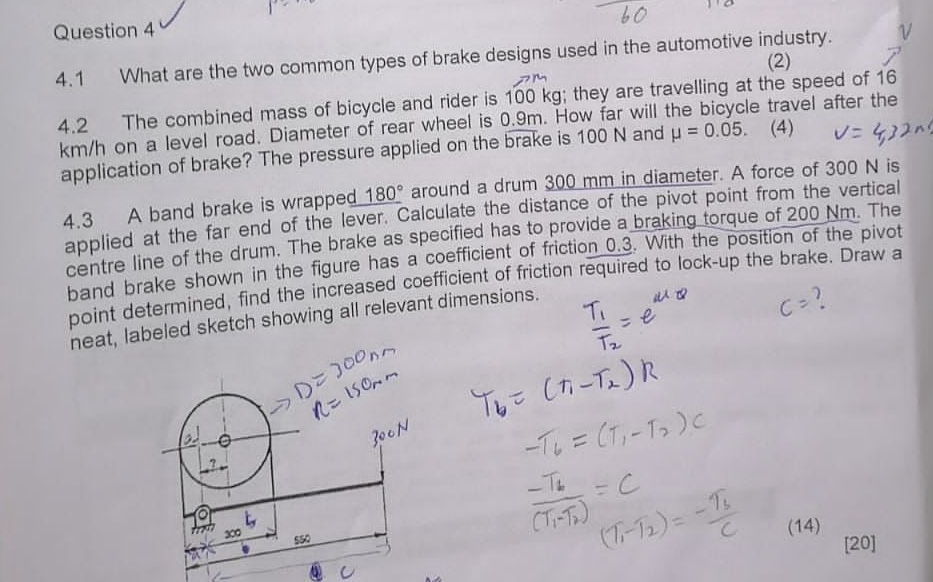 Solved Question 44.1 ﻿What are the two common types of brake | Chegg.com
