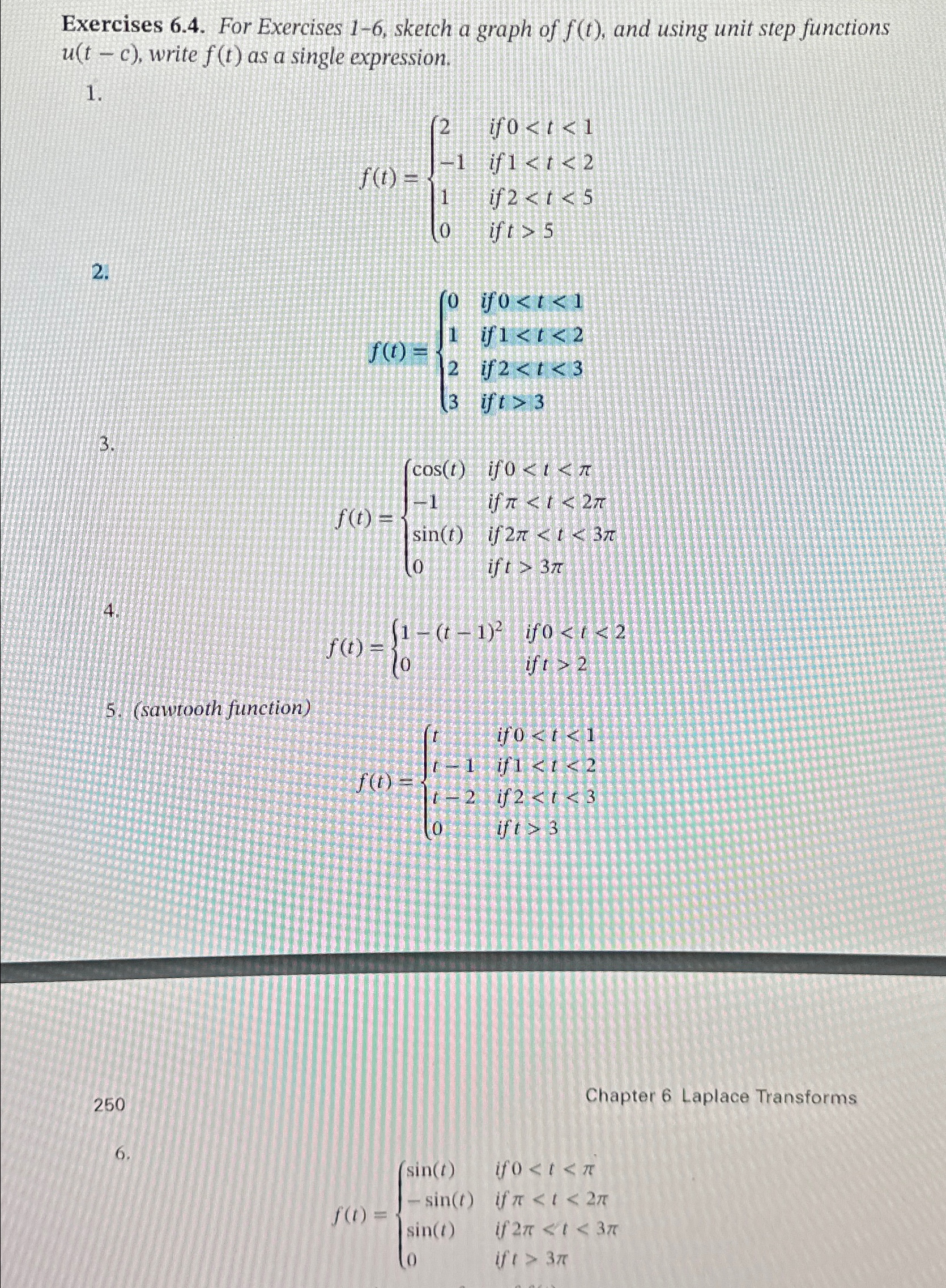Solved Exercises 6.4. ﻿For Exercises 1-6, ﻿sketch a graph of | Chegg.com