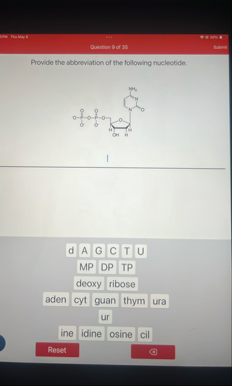 Solved 3PM Thu Myy33%Question 9 ﻿of 35sismitProvide the | Chegg.com