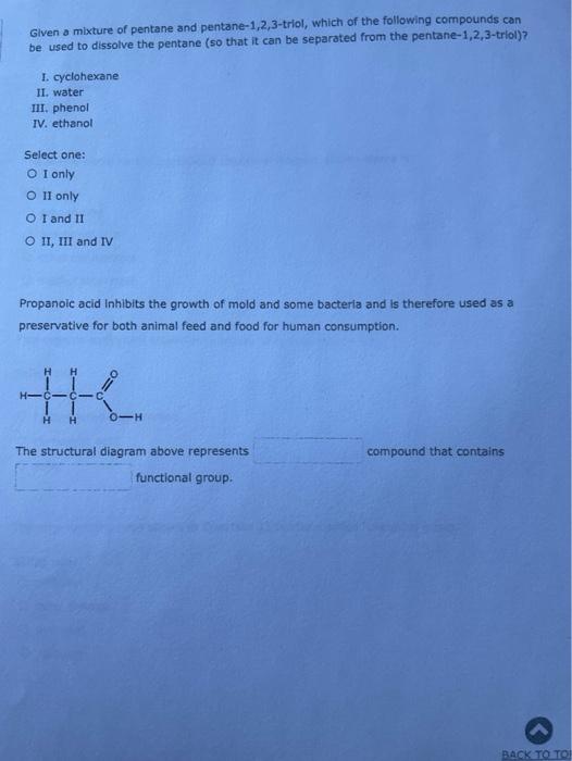 Solved Glven a mixture of pentane and pentane-1,2,3-triol, | Chegg.com