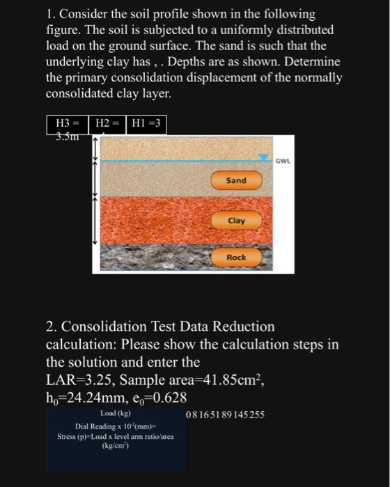 Solved 1. Consider the soil profile shown in the following | Chegg.com