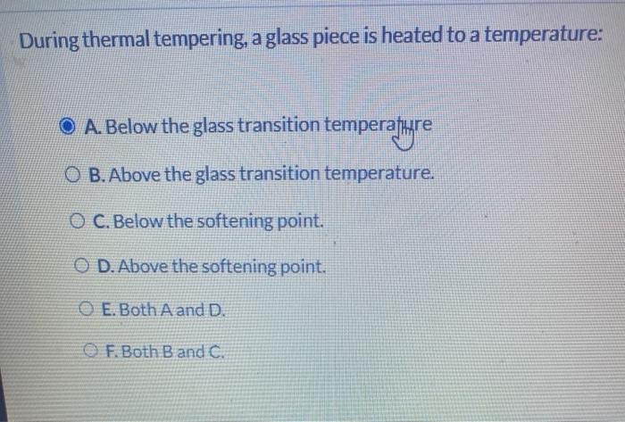 Solved During thermal tempering, a glass piece is heated to | Chegg.com