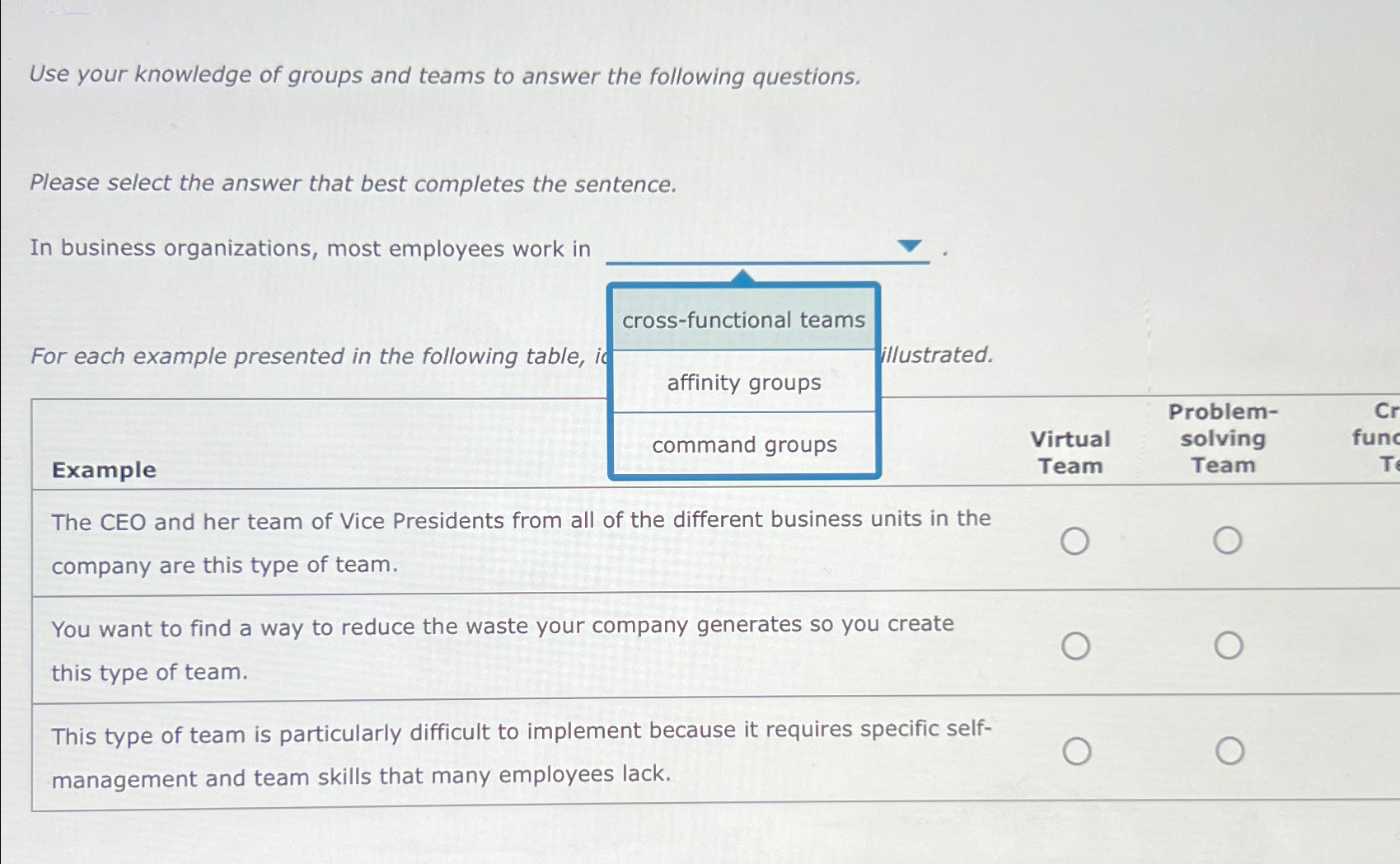 Solved Use your knowledge of groups and teams to answer the | Chegg.com