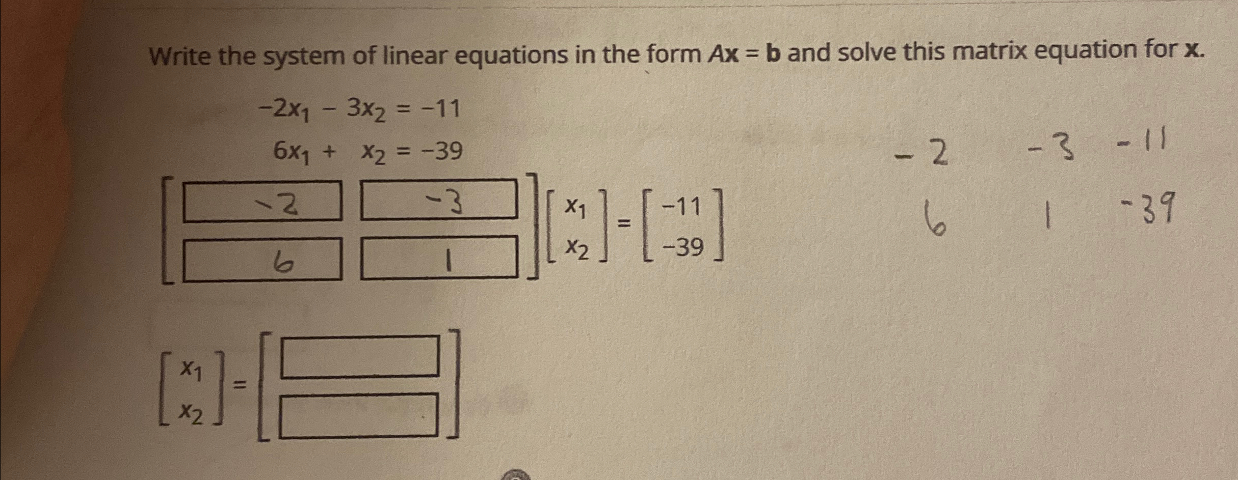 Solved Write the system of linear equations in the form Ax=b | Chegg.com